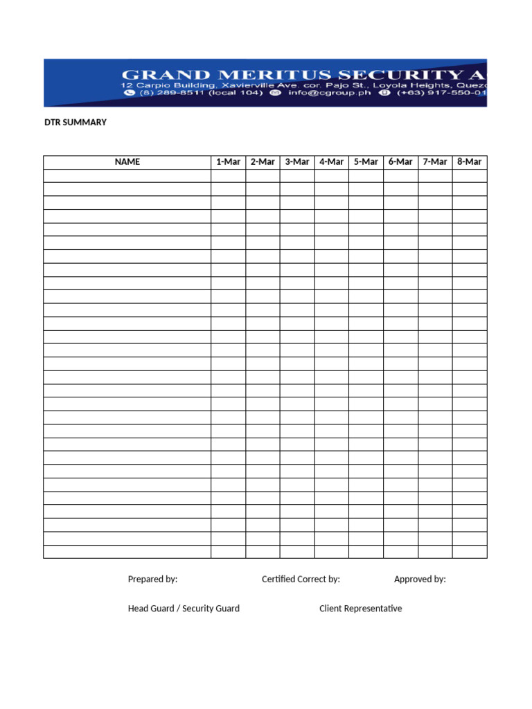 DTR Summary for March 2023 | PDF