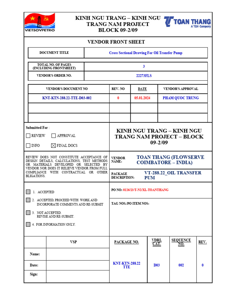 KNT-KTN-288.22-TTE-D03-002 - 0 - Cross Sectional Drawing For Oil Transfer Pump | PDF | Machines ...