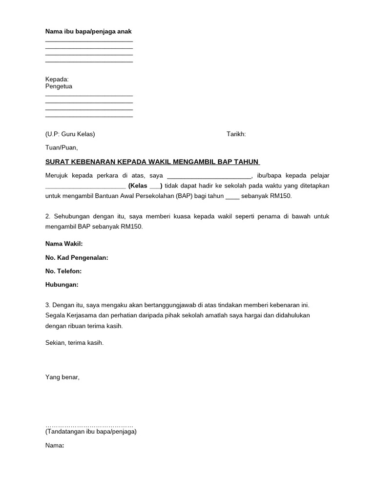 Contoh Surat Kebenaran Wakil Kuasa1 | PDF