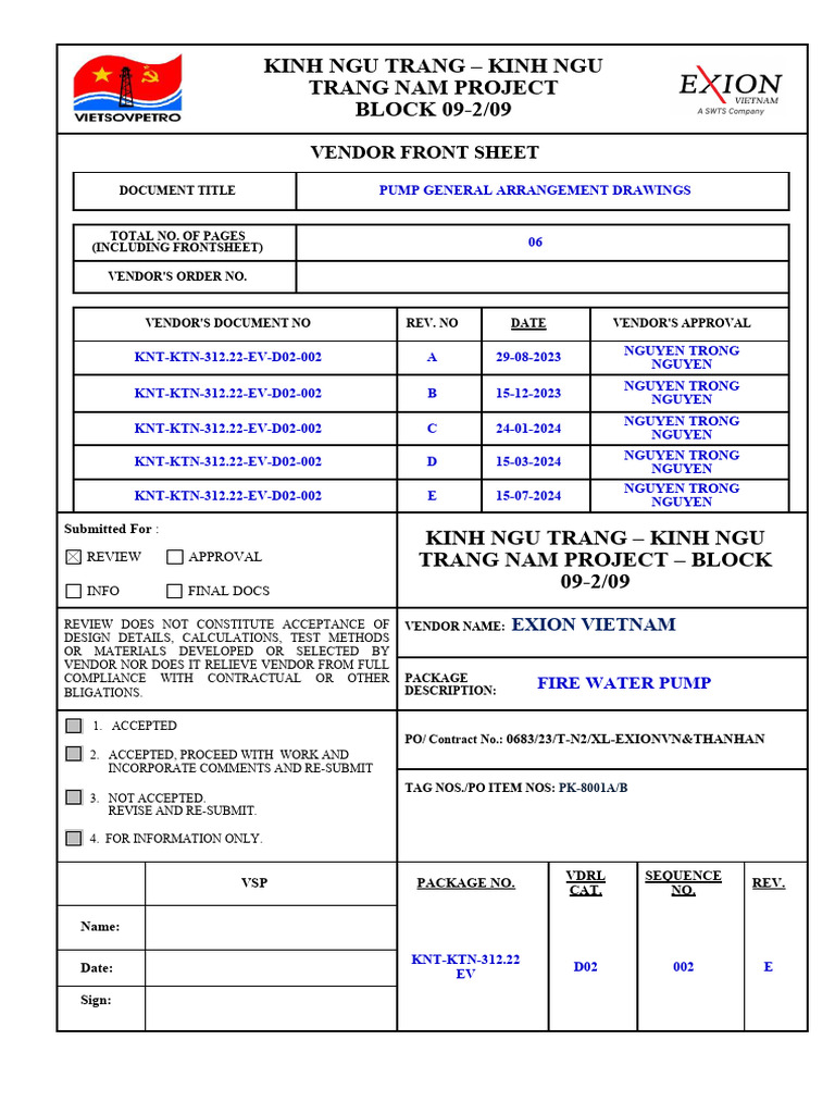 KNT-KTN-312.22-EV-D02-002_E_Pump General Arrangement Drawings | PDF