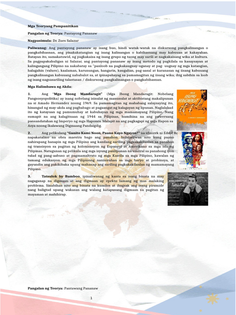Mga Teoryang Pampanitikan FILDIS | PDF