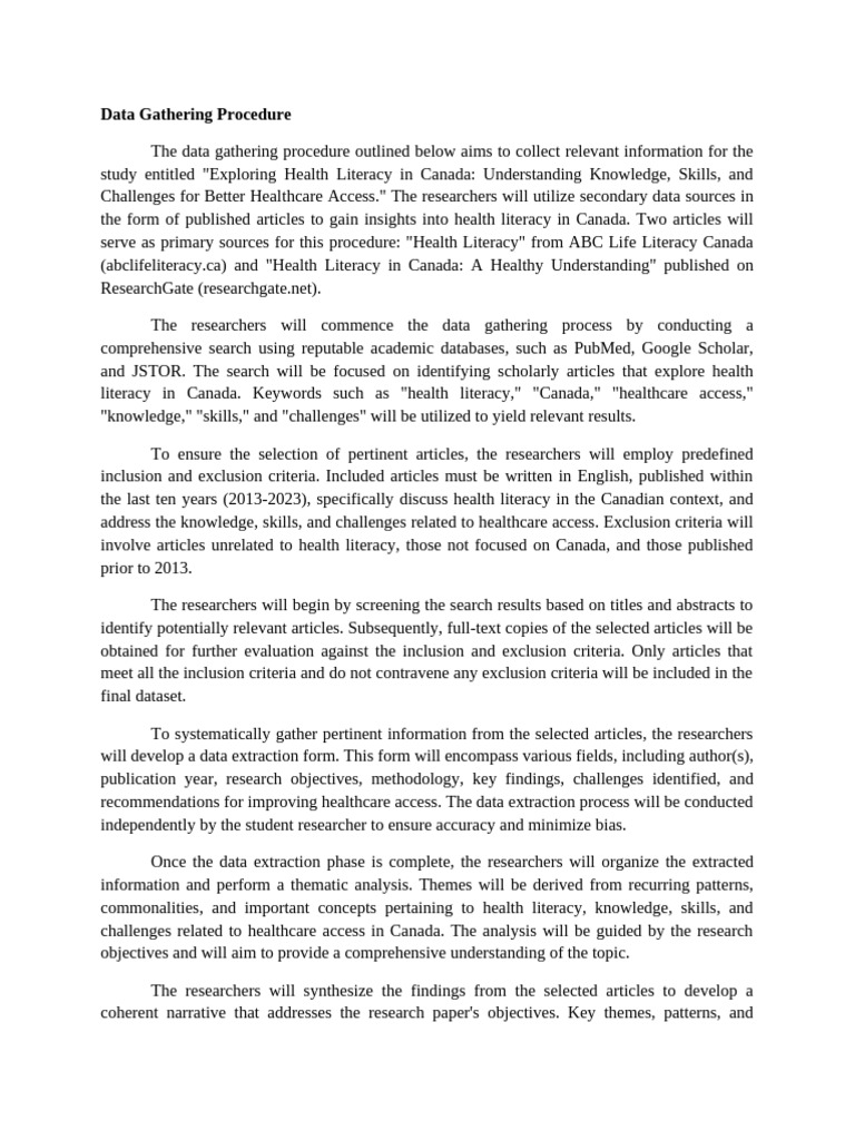 Data Gathering Procedure | PDF | Data | Cognition