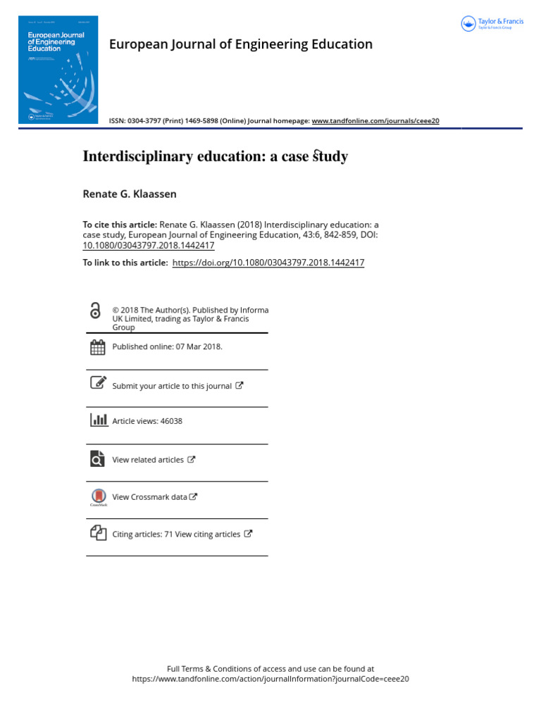Interdisciplinary Education A Case Study | PDF | Interdisciplinarity | Knowledge