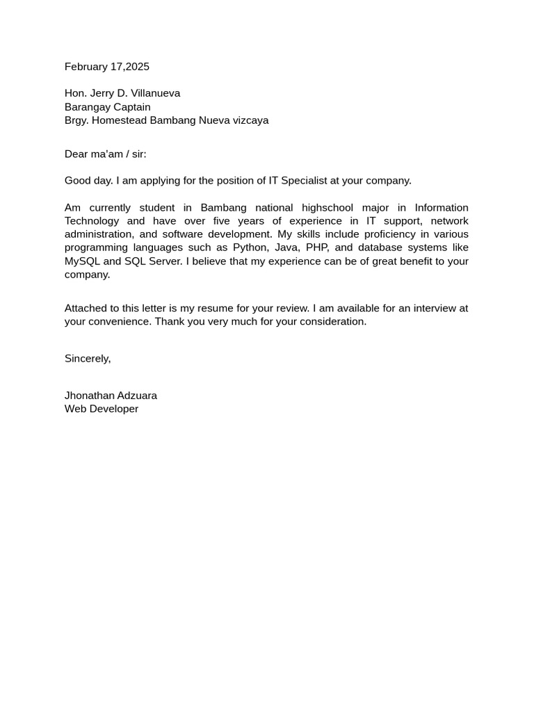 Application Latter | PDF