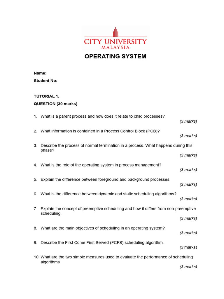 Tahmid tajwar - OPERATING SYSTEM TUTORIAL 1 | PDF