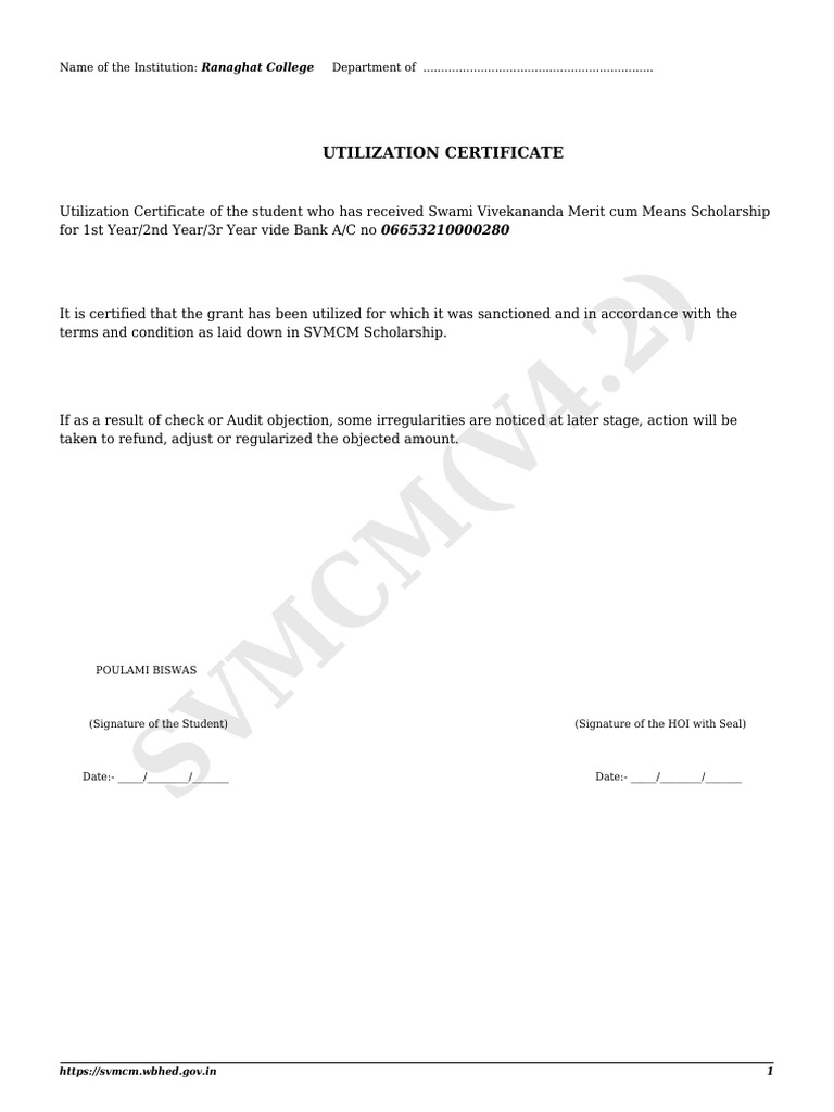 Utilization Certificate | PDF