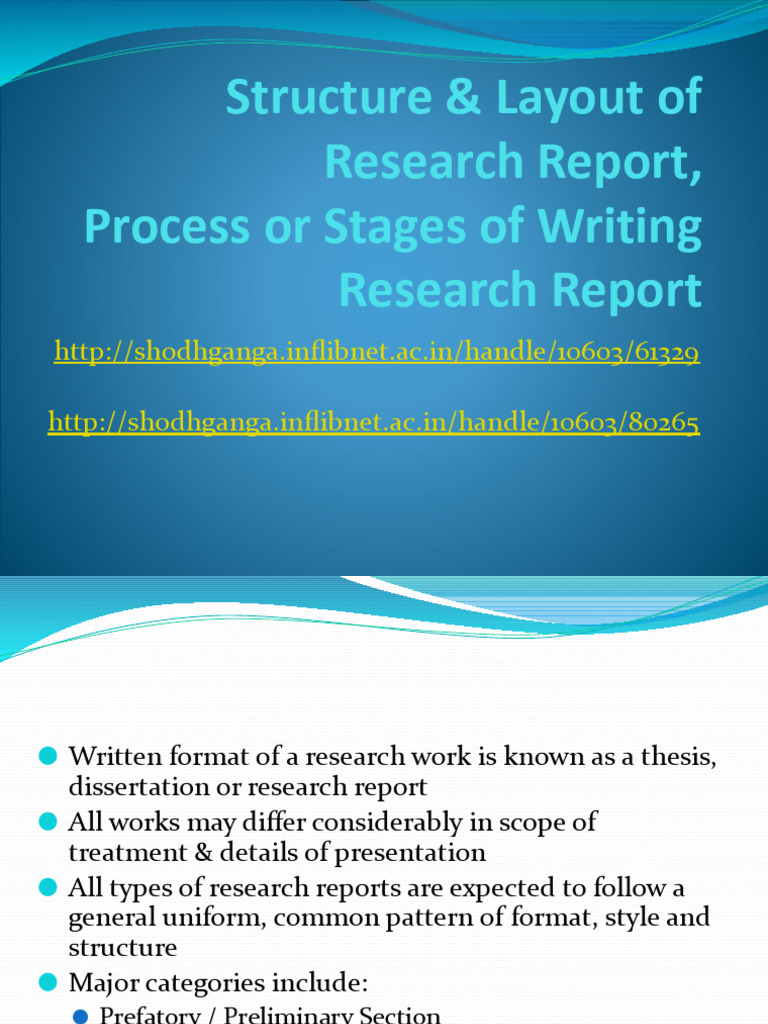 Structure & Layout of Research Report, Process or Stages of Writing ...