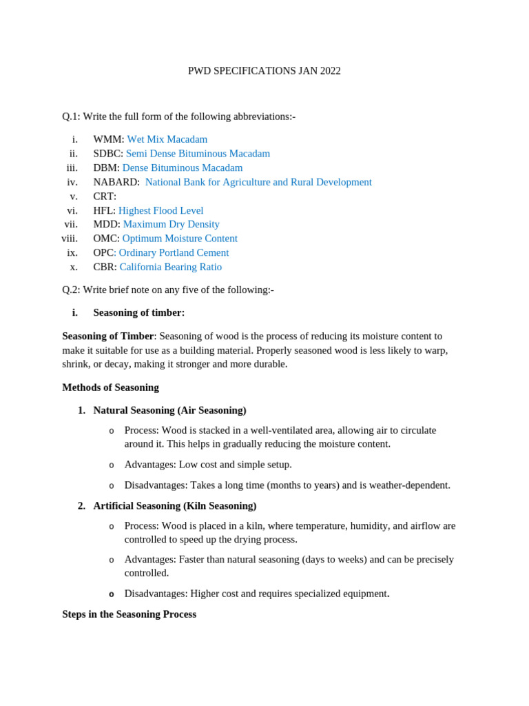 PWD Specifications for Road Construction | PDF | Concrete | Road Surface