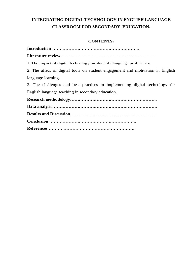 Integrating Digital Technology in English Language Classroom for Secondary Education. | PDF ...