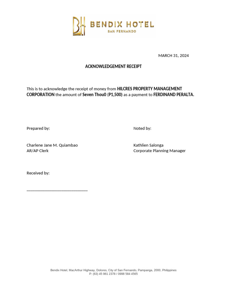 ACKNOWLEDGEMENT San Miguel Foods Inc. | PDF