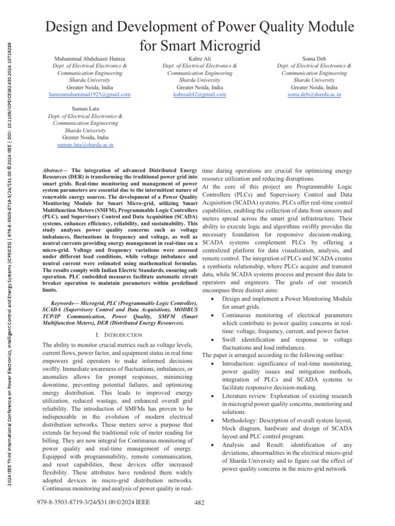 Design and Development of Power Quality Module For Smart Microgrid ...
