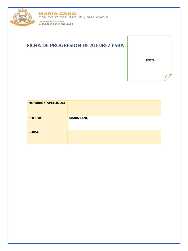 Ficha de Progresion | PDF | Teoría del ajedrez | Juegos de mesa