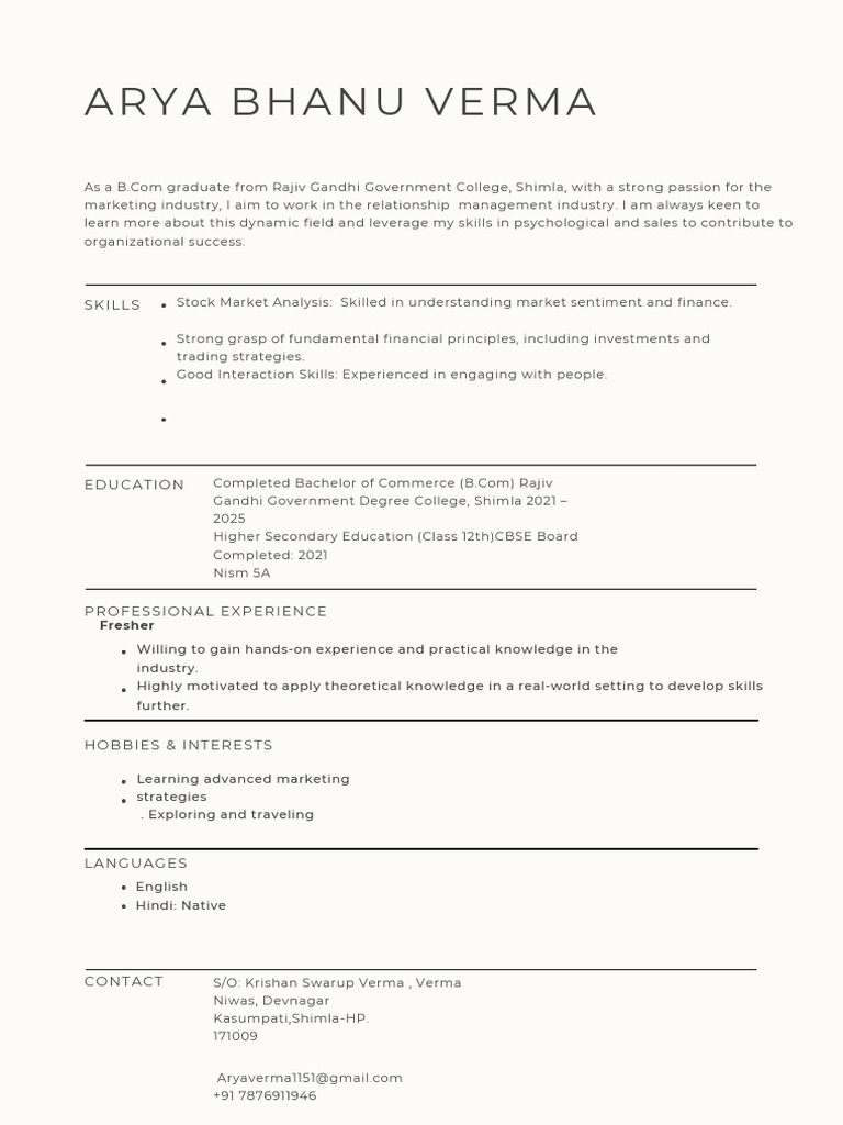 Arya Bhanu Verma Resume (3) .PDF - 20250201 - 112152 - 0000 | PDF
