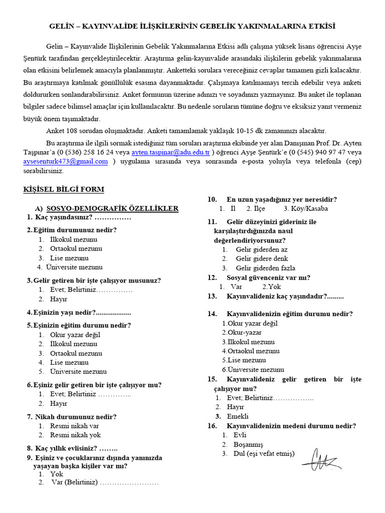 Anket Formu | PDF