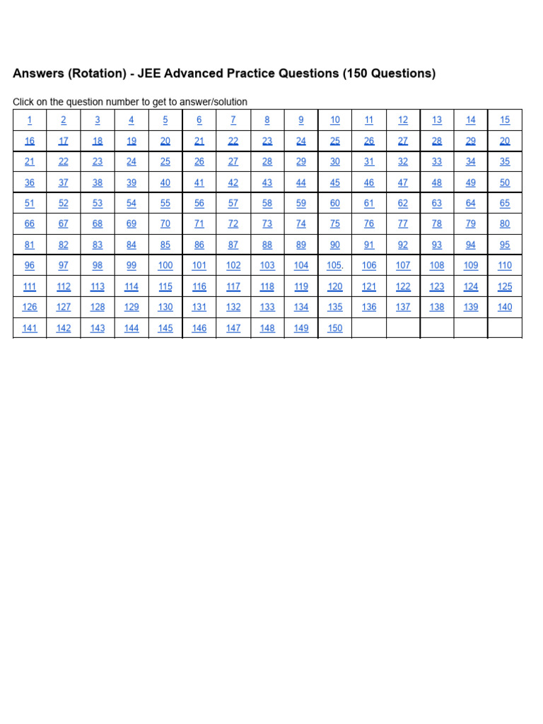(Ans-Final) JEE Adv - Ch6 (Rotation) - Practice Questions | PDF