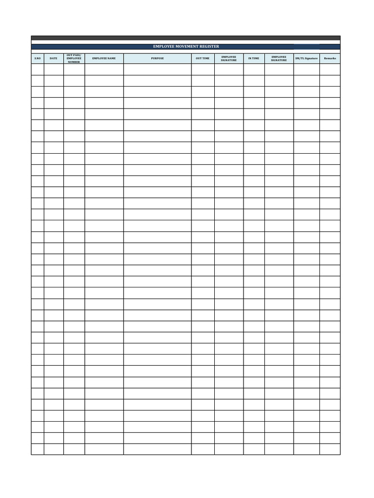 Employee Movement Log Template | PDF