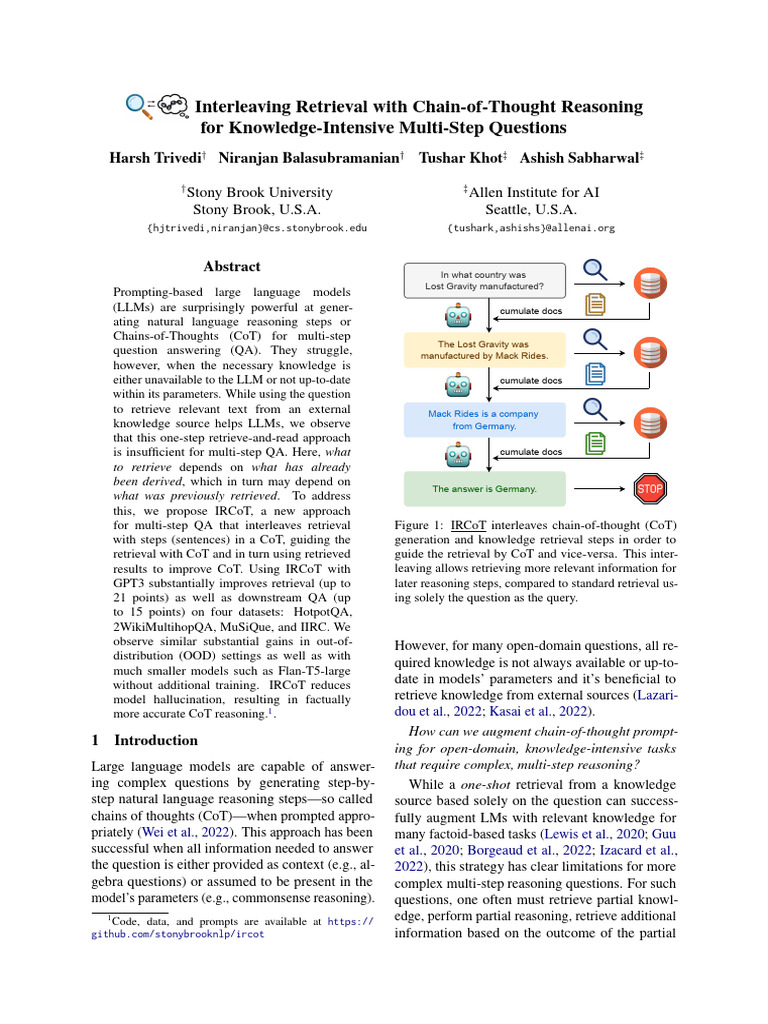 Interleaving Retrieval With Chain-Of-Thought Reasoning for Knowledge-Intensive Multi-Step ...