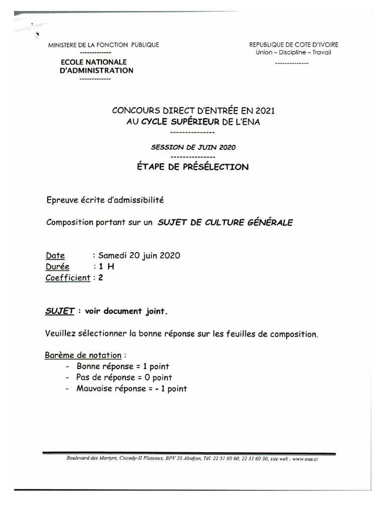 Ena Cycle Supérieur | PDF