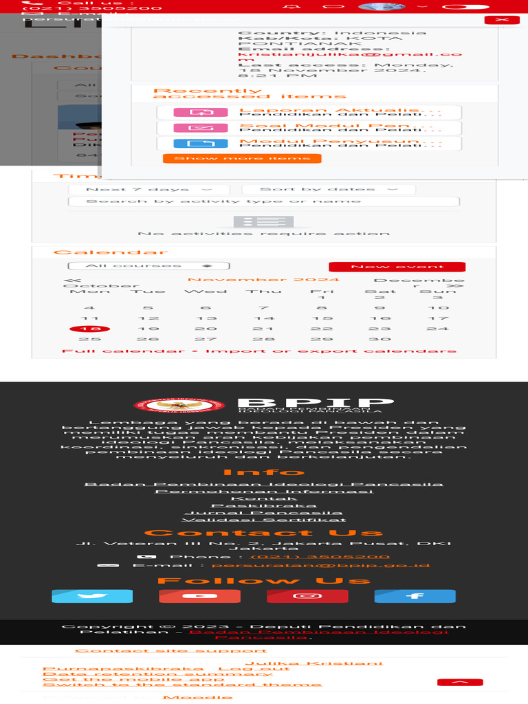 Dashboard E-Learning Diklat BPIP | PDF