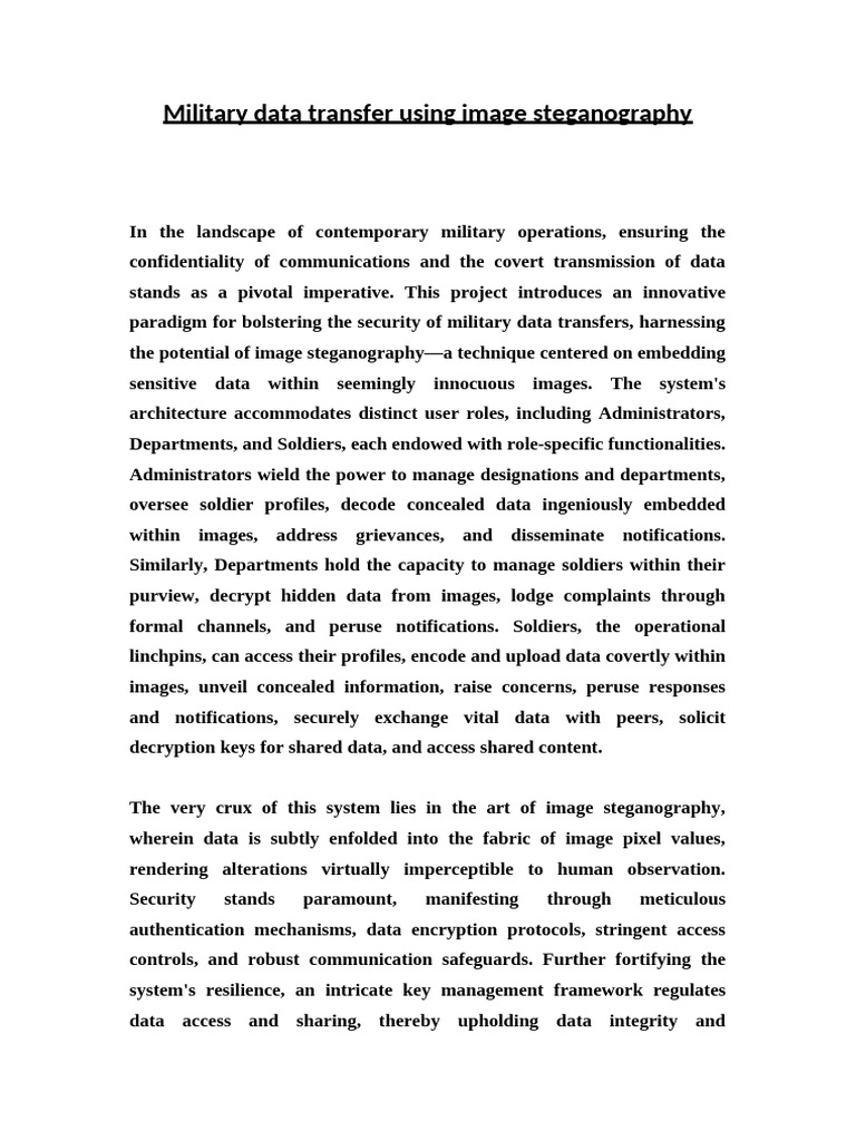 Secure Military Data Transfer via Steganography | PDF | Operating ...