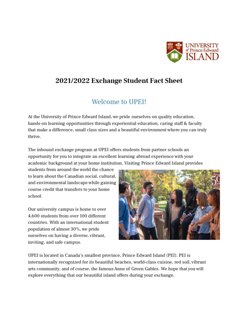 Canada-university of Prince Edward Island- Fact Sheet 2021-2022 | PDF ...