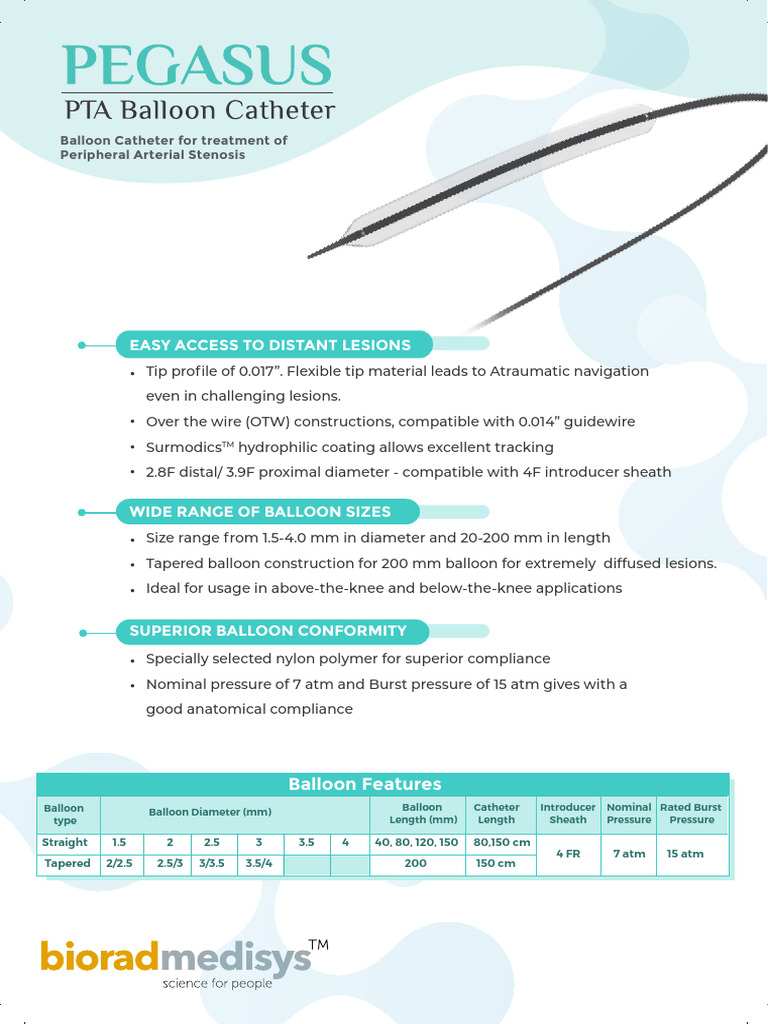 Pegasus Brochure Web 1 | PDF | Catheter | Balloon