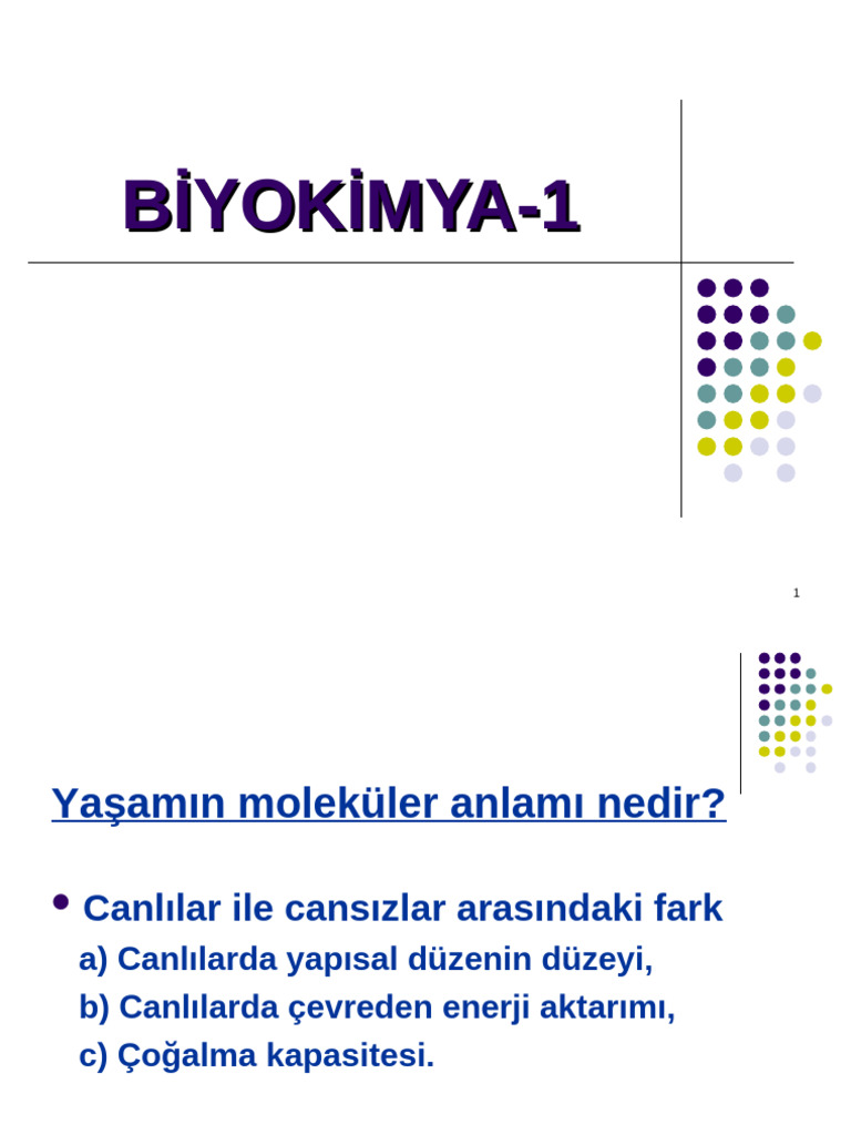 HAFTA 1-2.biyokimya Ve Canlı Yaşam, Su - 22 | PDF
