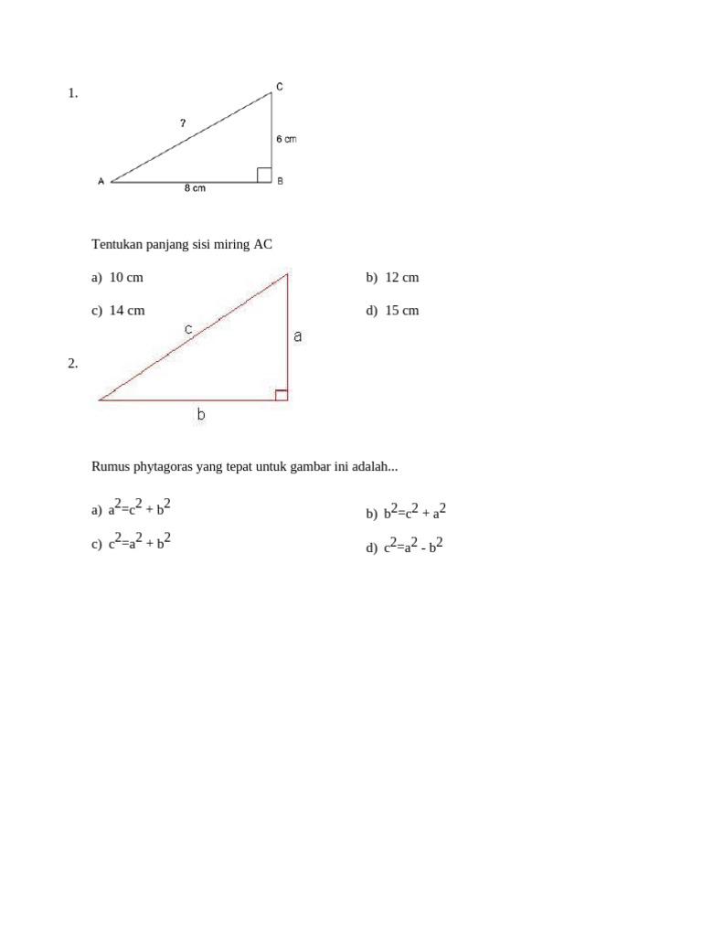 Latihan Soal Teorema Pythagoras | PDF