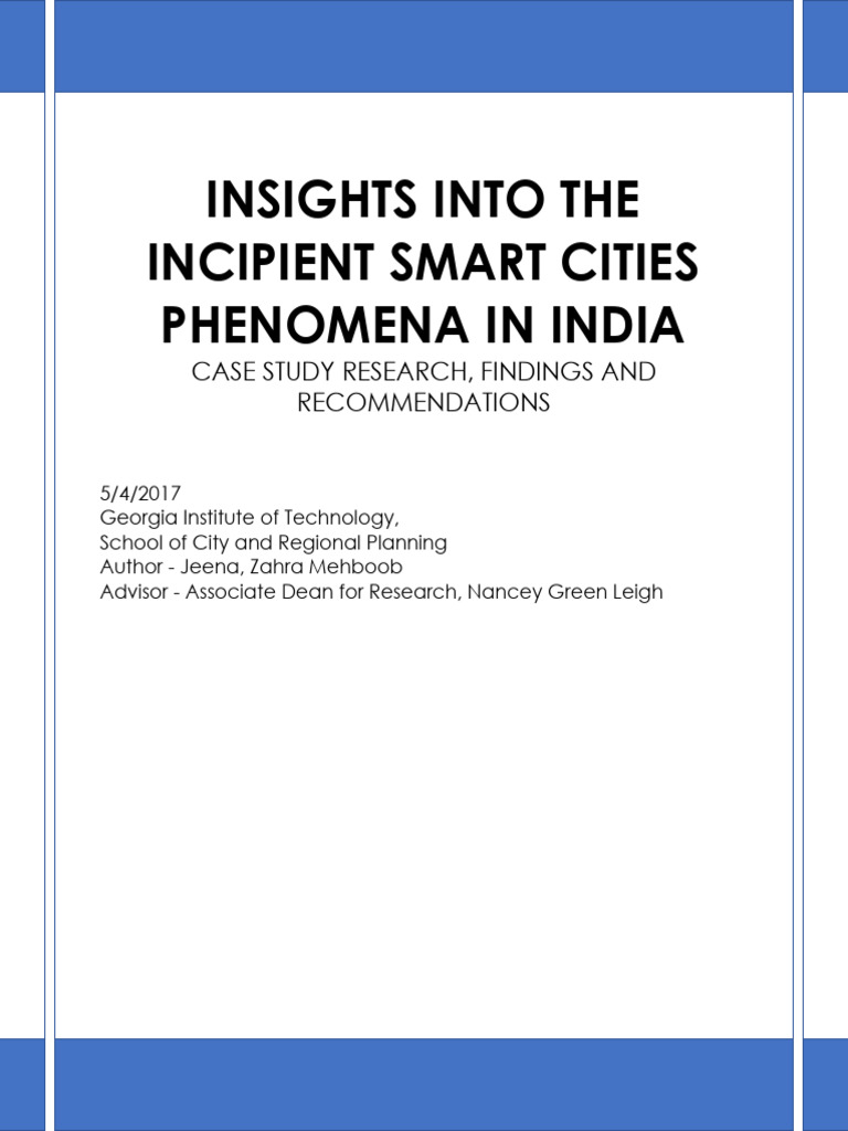 Zahra Jeena Insights Into The Incipient Smart Cities Phenomena in India ...