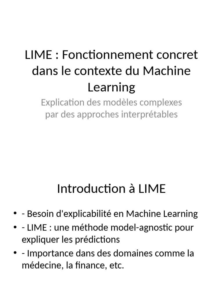 LIME : Explicabilité en Machine Learning | PDF