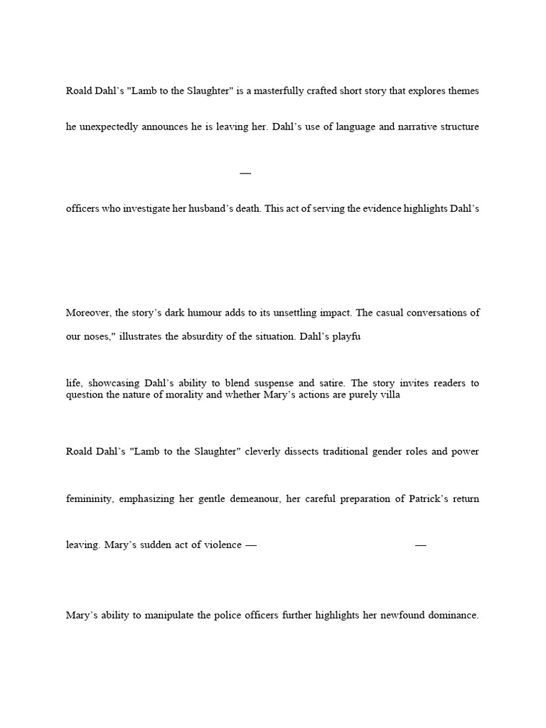 "Lamb to the Slaughter" Analysis | PDF | Justice | Crime & Violence