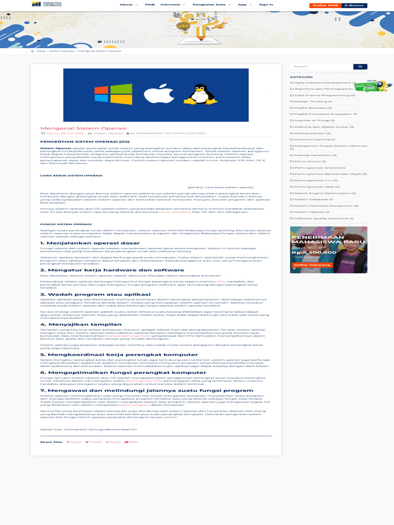 Mengenal Sistem Operasi _ FTI - ARS University | PDF