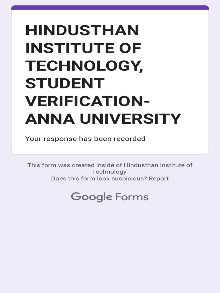 Hindusthan Institute of Technology, Student Verification-Anna University | PDF