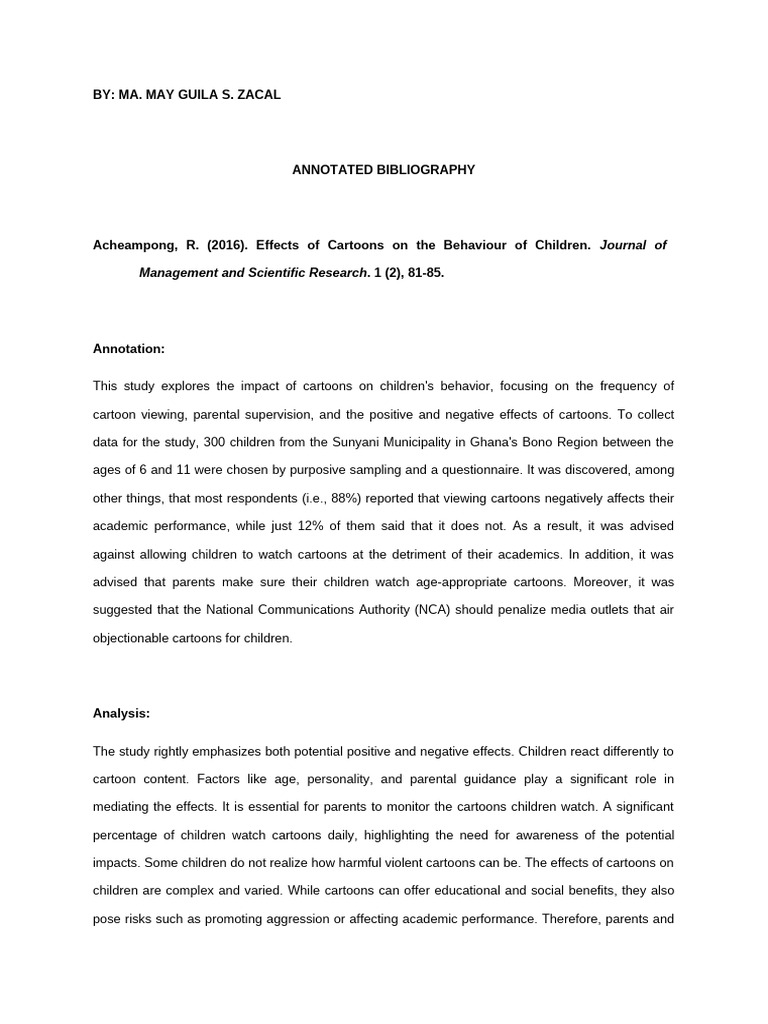 Annotated Bibliography Byzacal-1 | PDF | Tempo | Mental Health