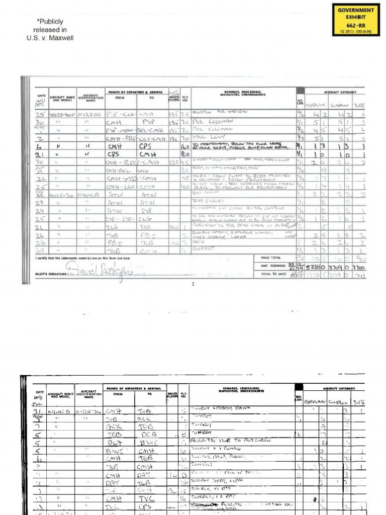 Jeffrey Epstein Flight Log | PDF | Aviation | Aircraft