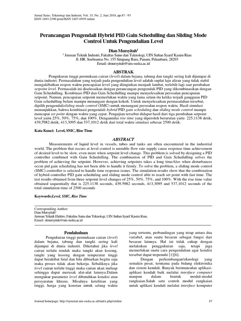 Perancangan Pengendali Hybrid PID Gain S | PDF