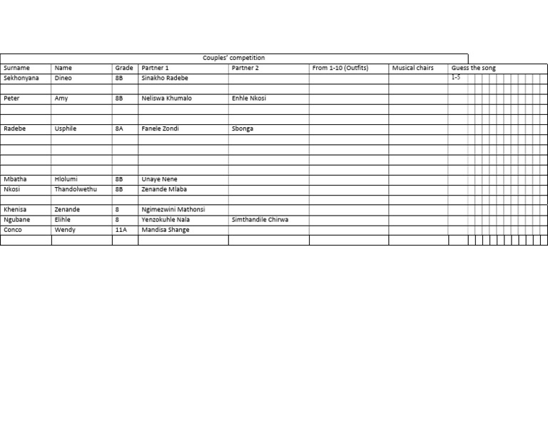 Competition Sheet | PDF