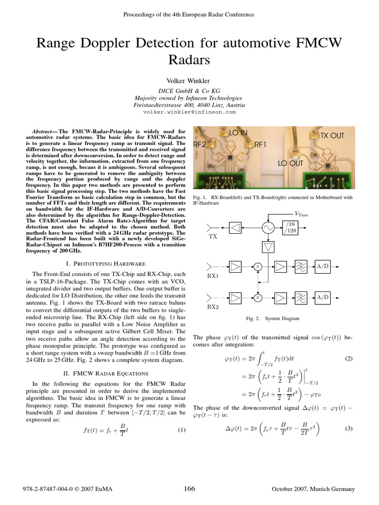 Range-Doppler Detection in FMCW Radar | PDF | Radar | Analog To Digital ...
