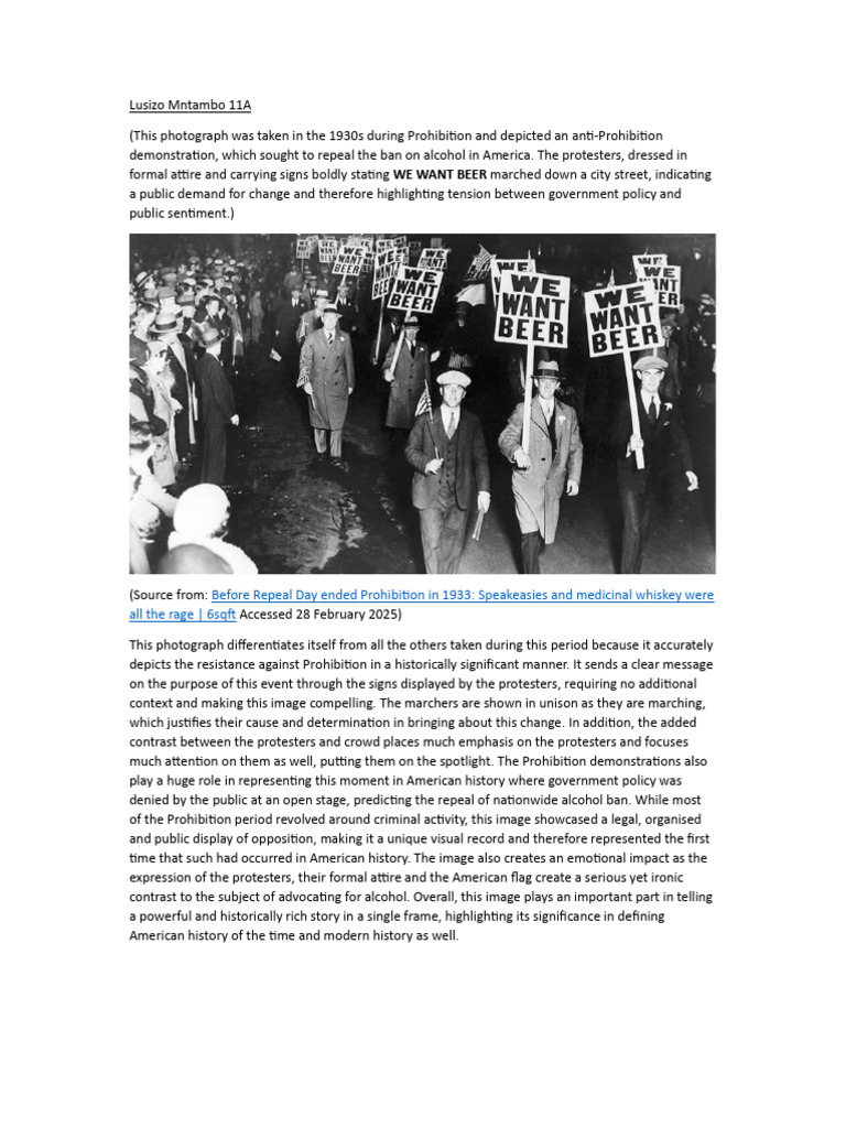 1930s Anti-Prohibition Protest Photo | PDF