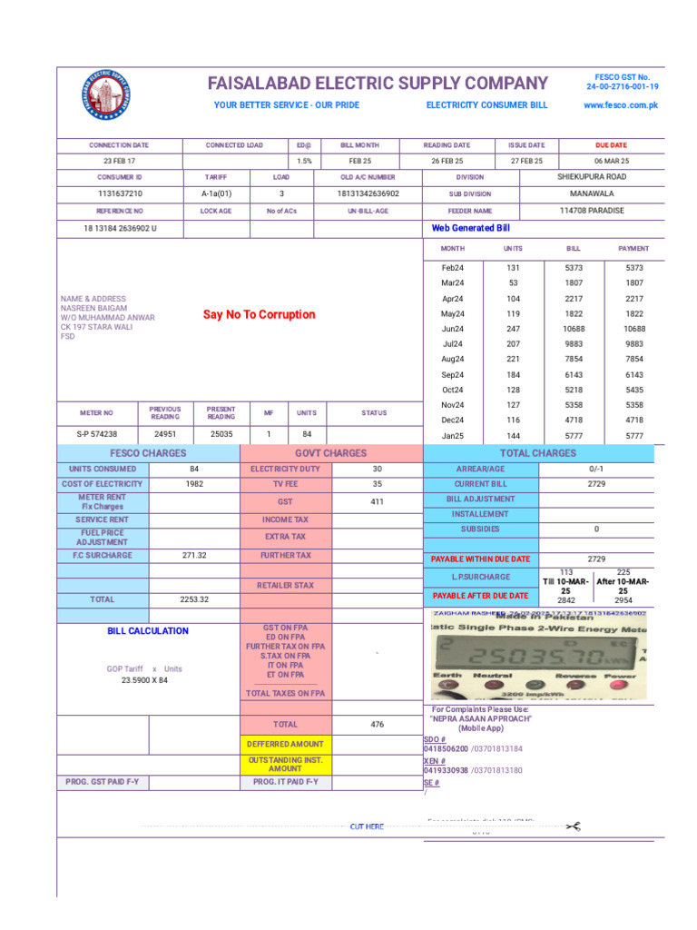 Fesco Online Bill (3) | PDF | Taxes | Payments