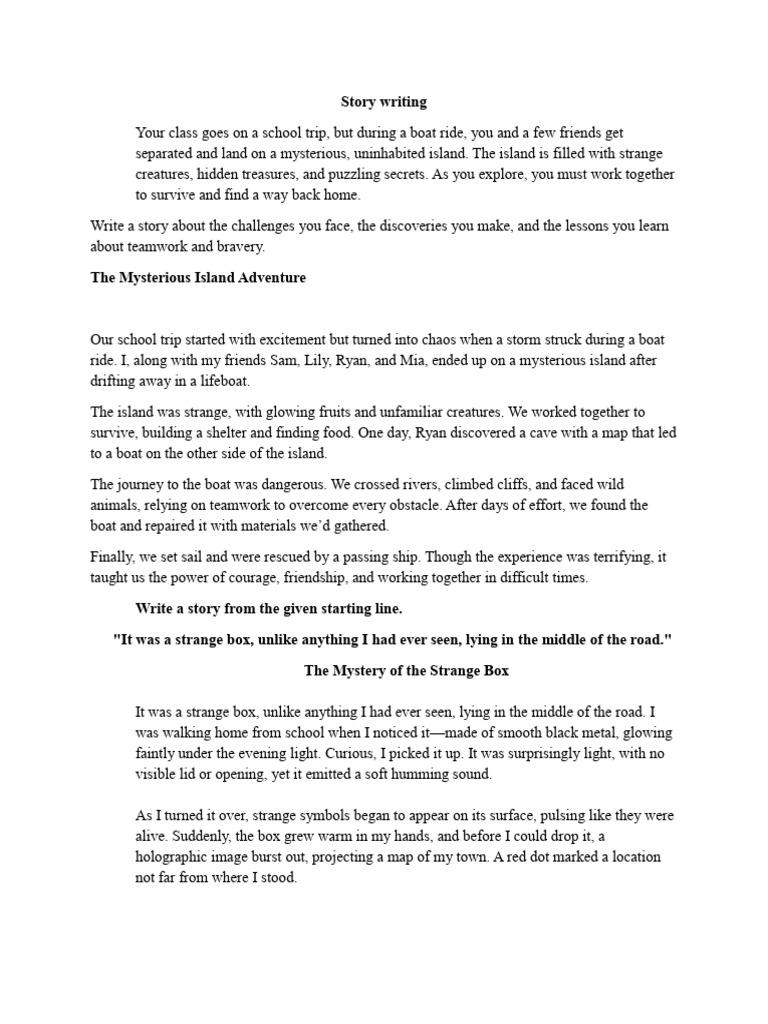 Mysterious Island Adventure Story | PDF