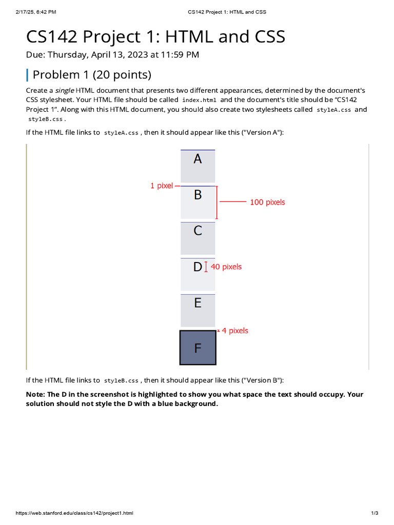 CS142 Project 1 - HTML and CSS - Bai Thuc Hanh 1 | PDF | Html | World Wide Web Consortium Standards