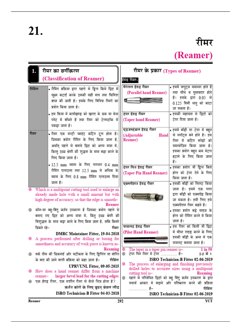 Types and Uses of Reamers | PDF | Industrial Processes | Machining