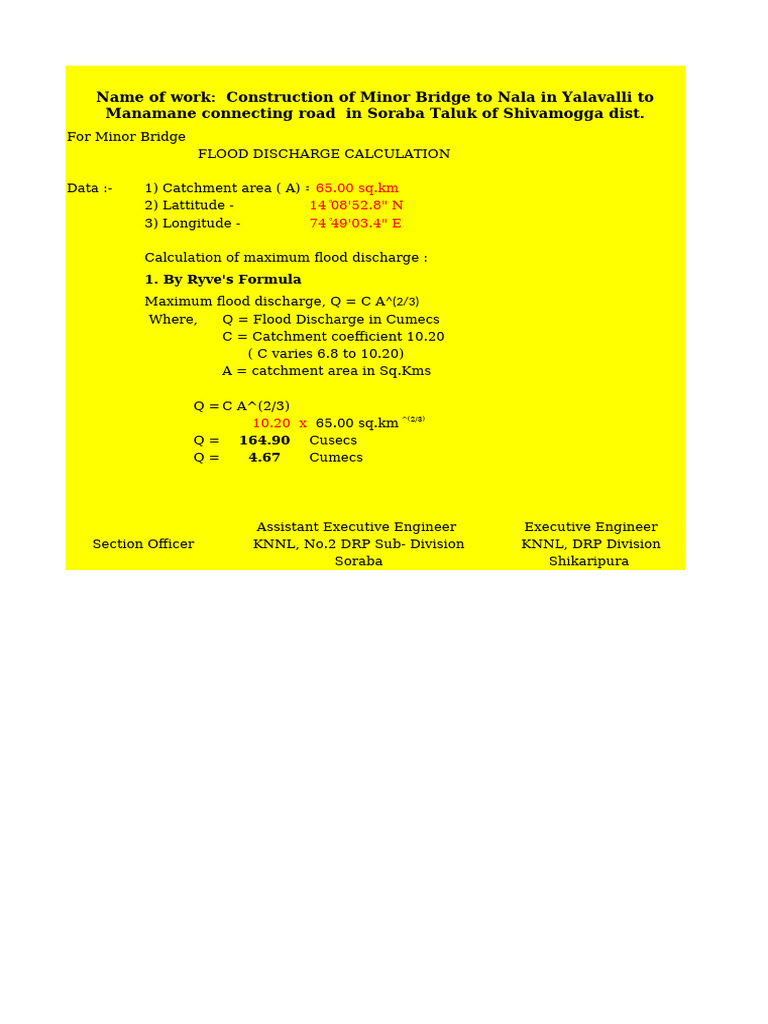 Minor Bridge Flood Discharge Design | PDF | Mechanical Engineering ...