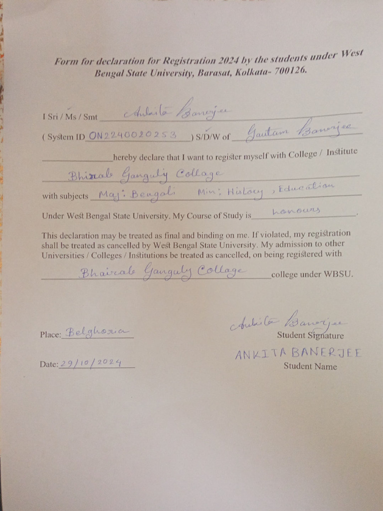 Declaration Ankita | PDF