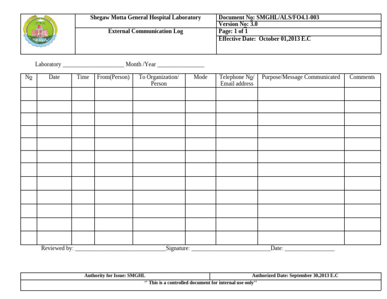 SMGHL-ALS-FO4.1-003 External Communication Form | PDF
