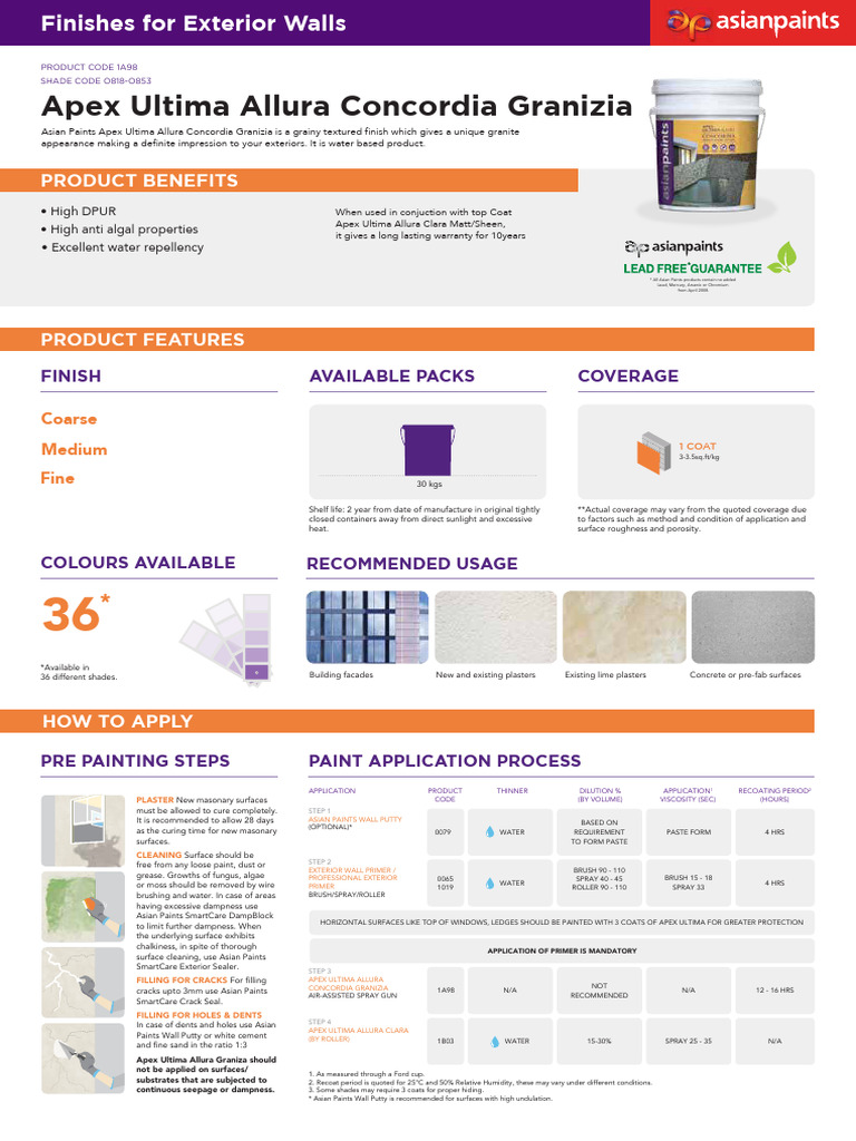 Apex Ultima Allura Granizia Guide | PDF | Paint | Plaster