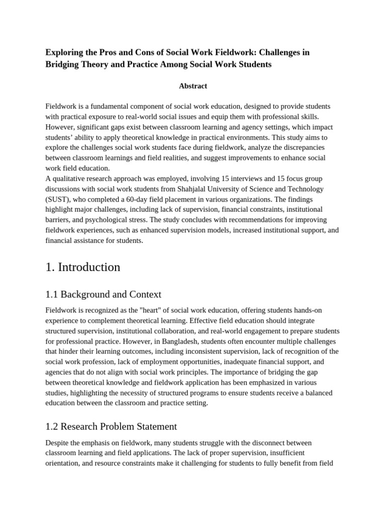 Challenges in Social Work Field Education | PDF | Social Work | Field Research
