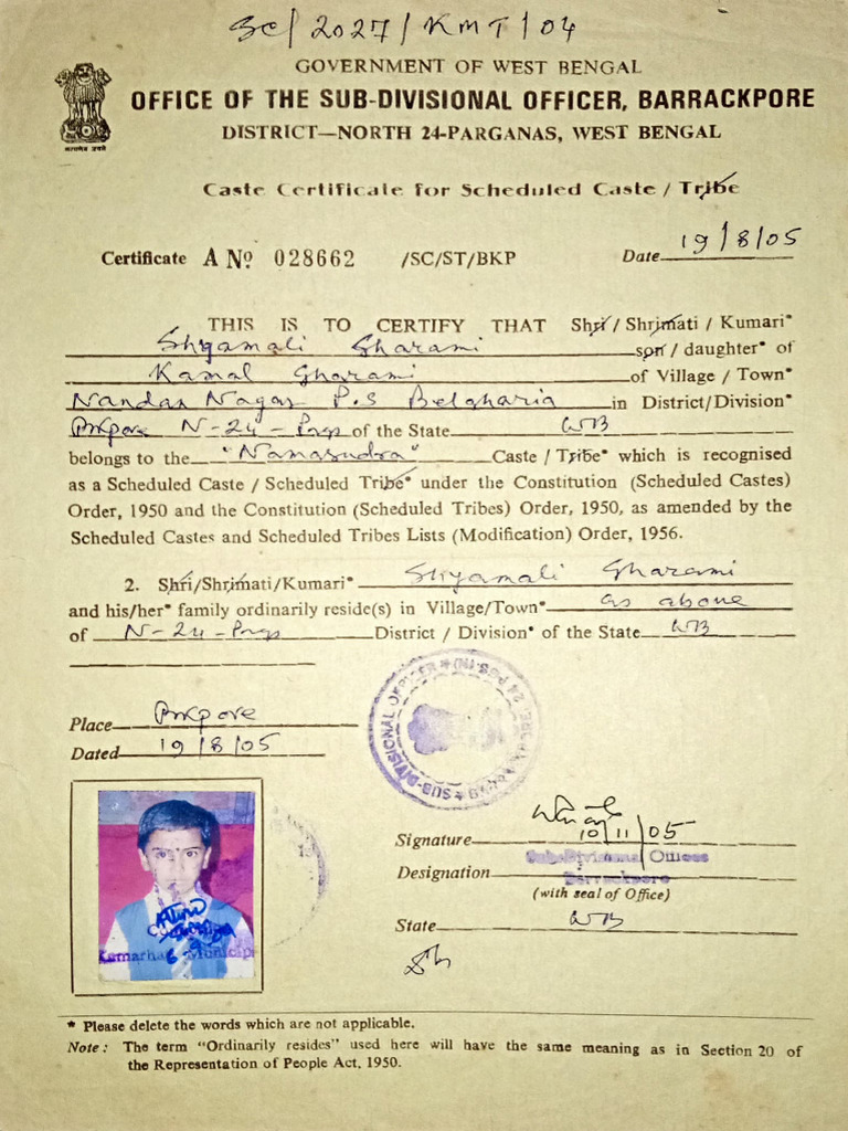 Caste Certificate for SC/ST | PDF