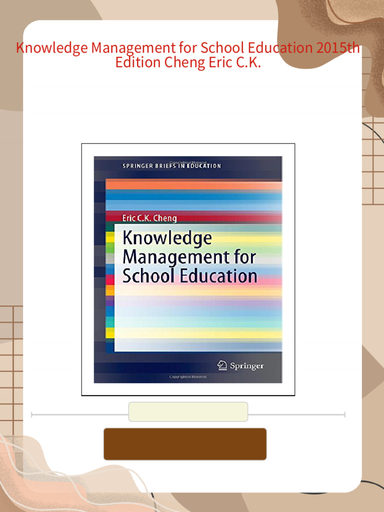 Knowledge Management For School Education 2015th Edition Cheng Eric C.K | PDF | Educational ...